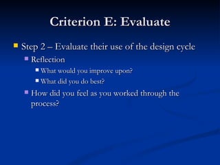 The design cycle personal project connection | PPT