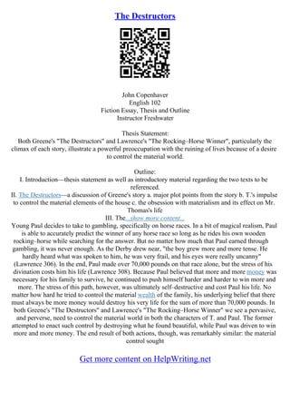 The Destructors Essay | PDF