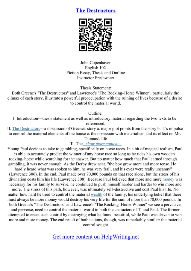 The Destructors Essay | PDF