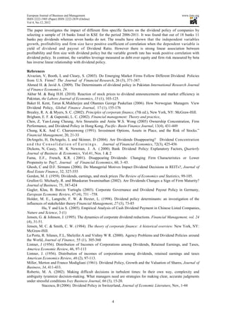 The determinants of corporate dividend policy an investigation of pakistani banking industry ...