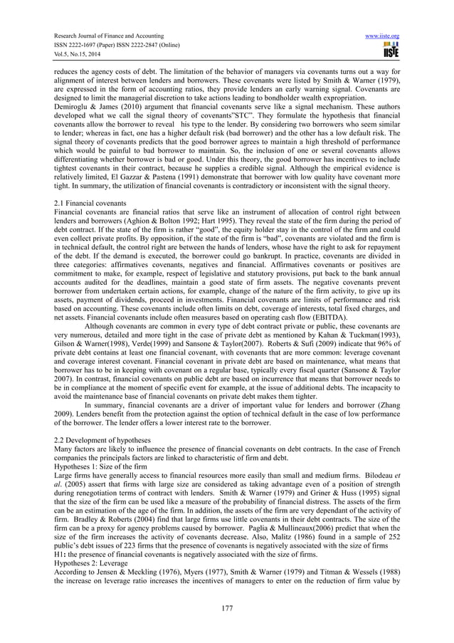 The determinants of financial covenants on private debt | PDF | Stocks ...