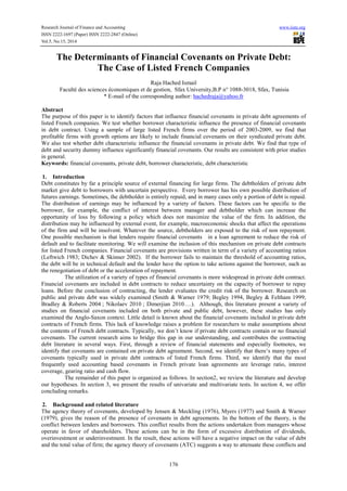 Determinants of Financial Covenants on Private Debt | PDF