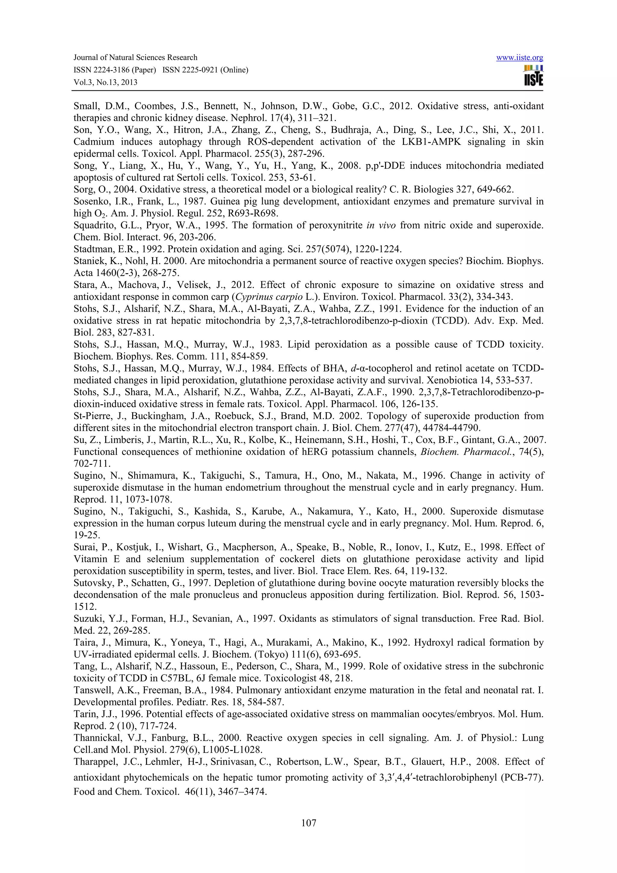 The developmental and physiological interactions between free radicals ...