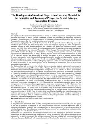 The development of academic supervision learning material for the education and training of ...