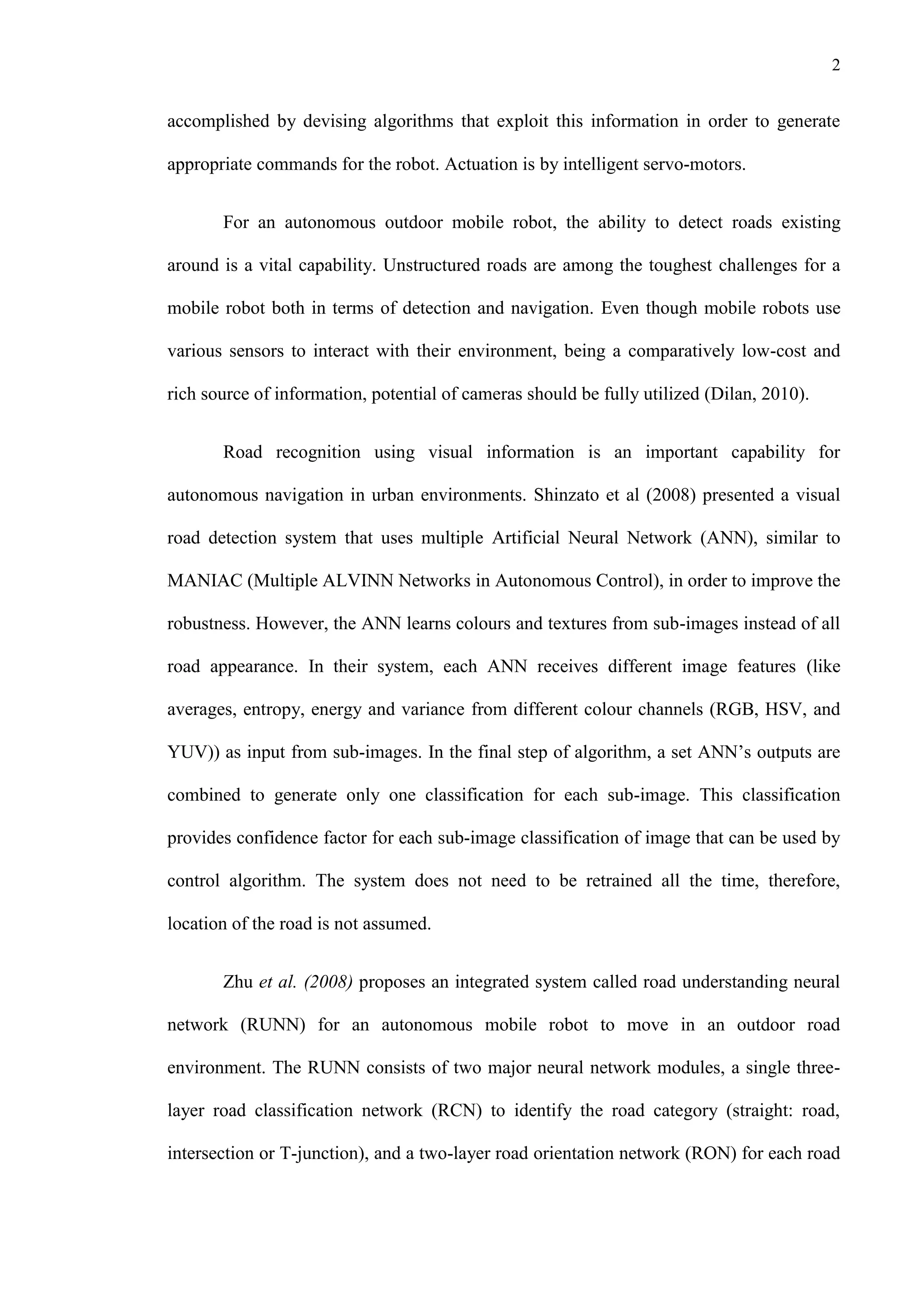 The development of neural network based vision for an autonomous ...