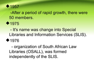 The development of special libraries in Africa | PPT | Africa Travel ...