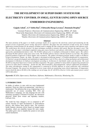 The development of supervisory system for electricity control in smgg ...