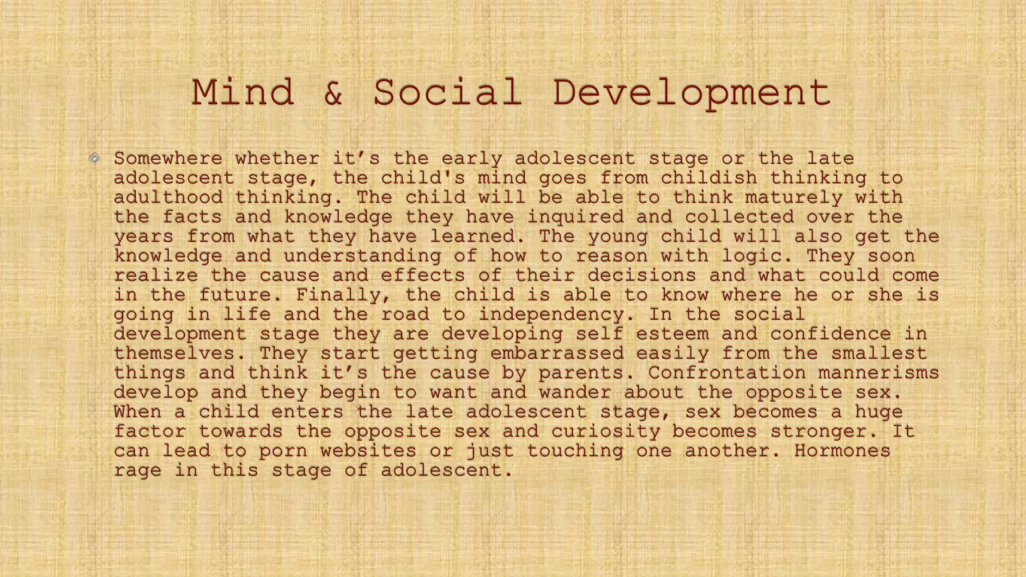 The development process of premature & late adolescence | PPTX
