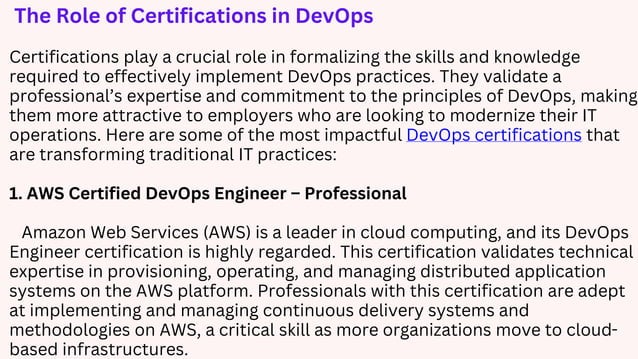 The DevOps Certifications Transforming Traditional IT Practices.pptx The DevOps Certifications Transforming Traditional IT Practices.pptx