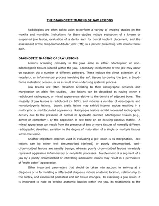 The diagnostic imaging of jaw lesions | PDF