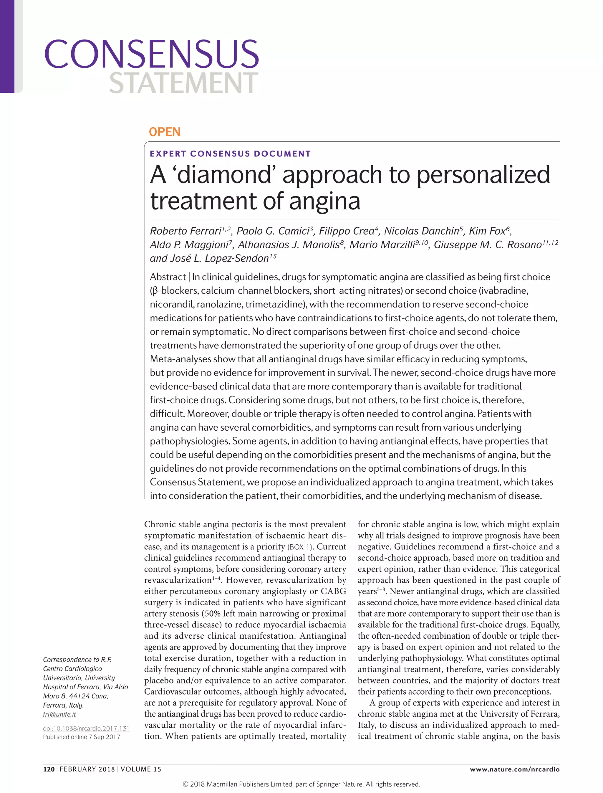 The diamond approach to treat angina | PDF