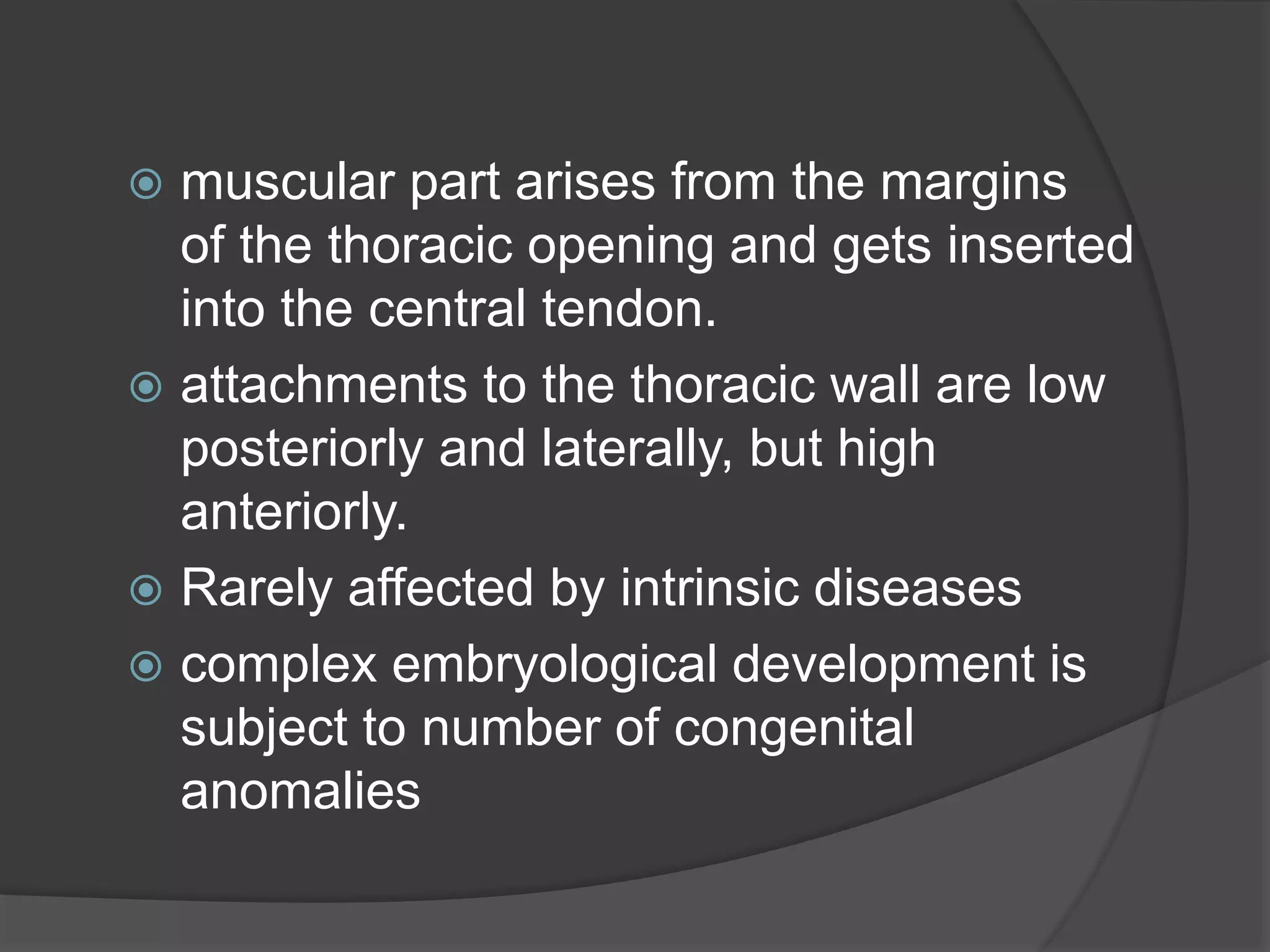 The diaphragm anatomy & embryology | PPTX