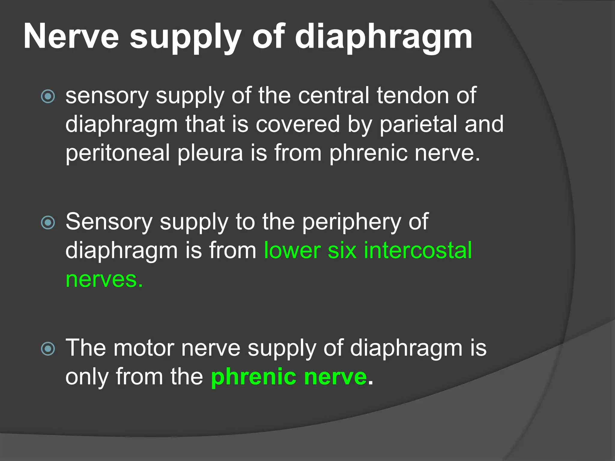 The diaphragm anatomy & embryology | PPTX