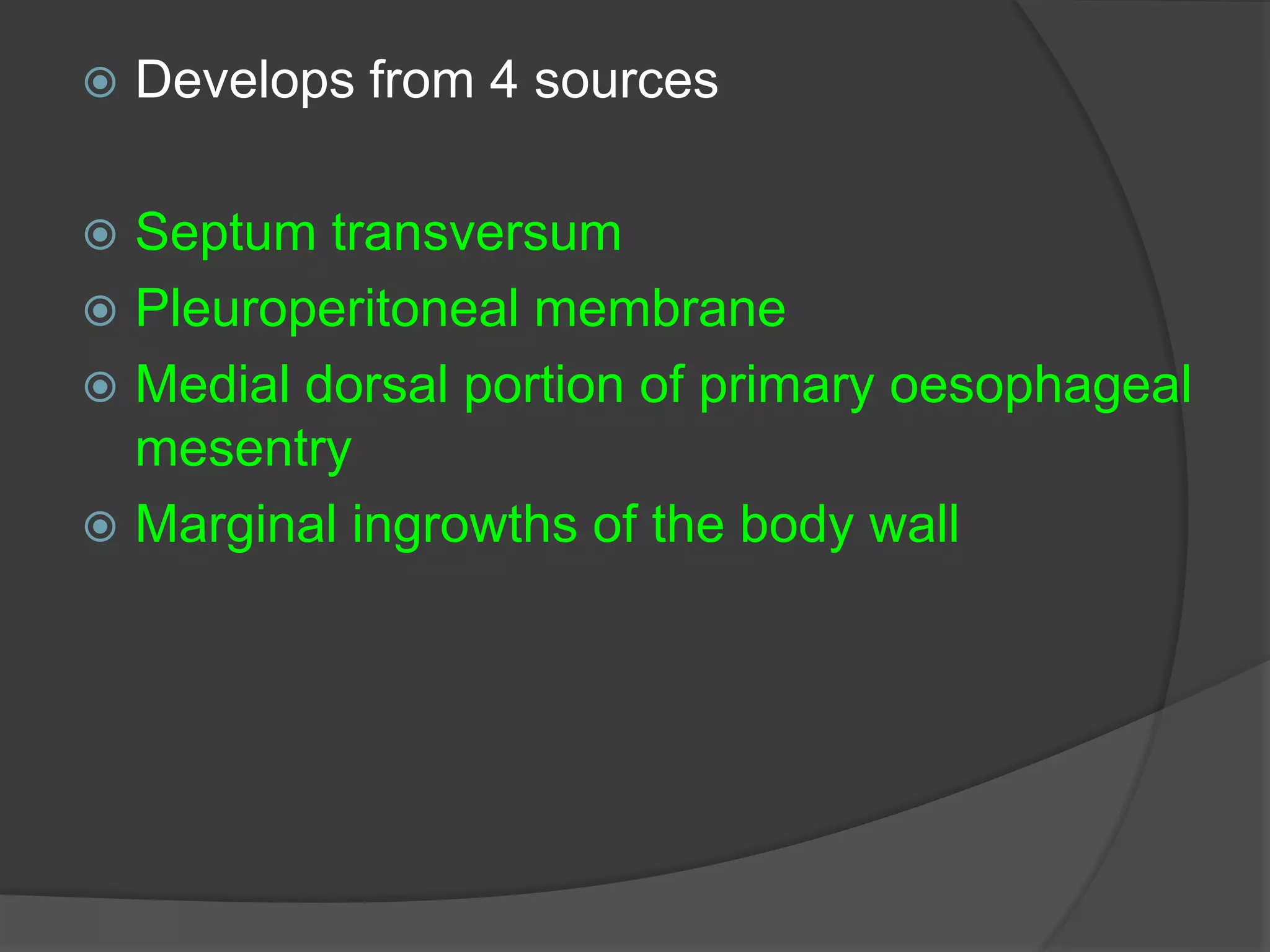 The diaphragm anatomy & embryology | PPTX