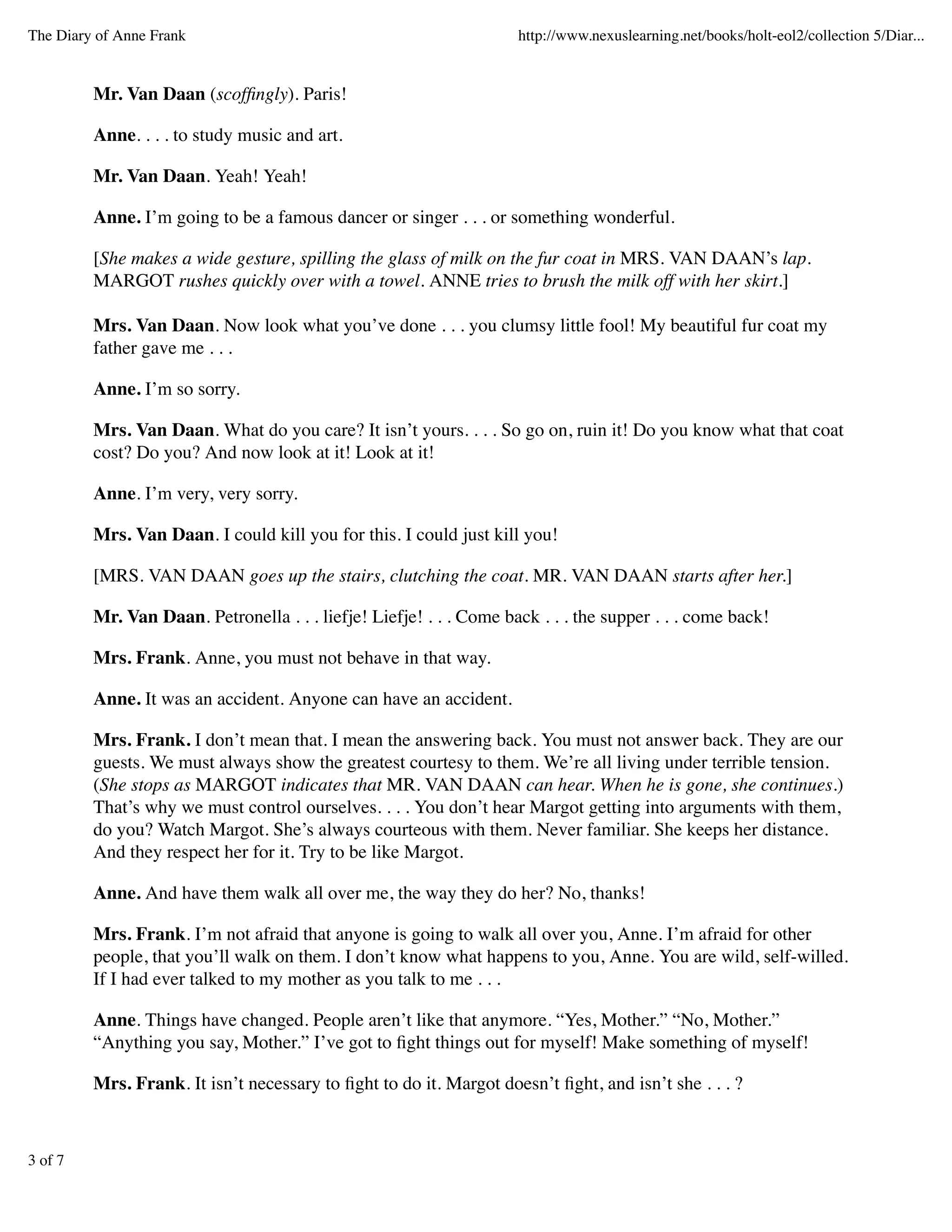 The diary of anne frank act 1 scene 1 3 | PDF