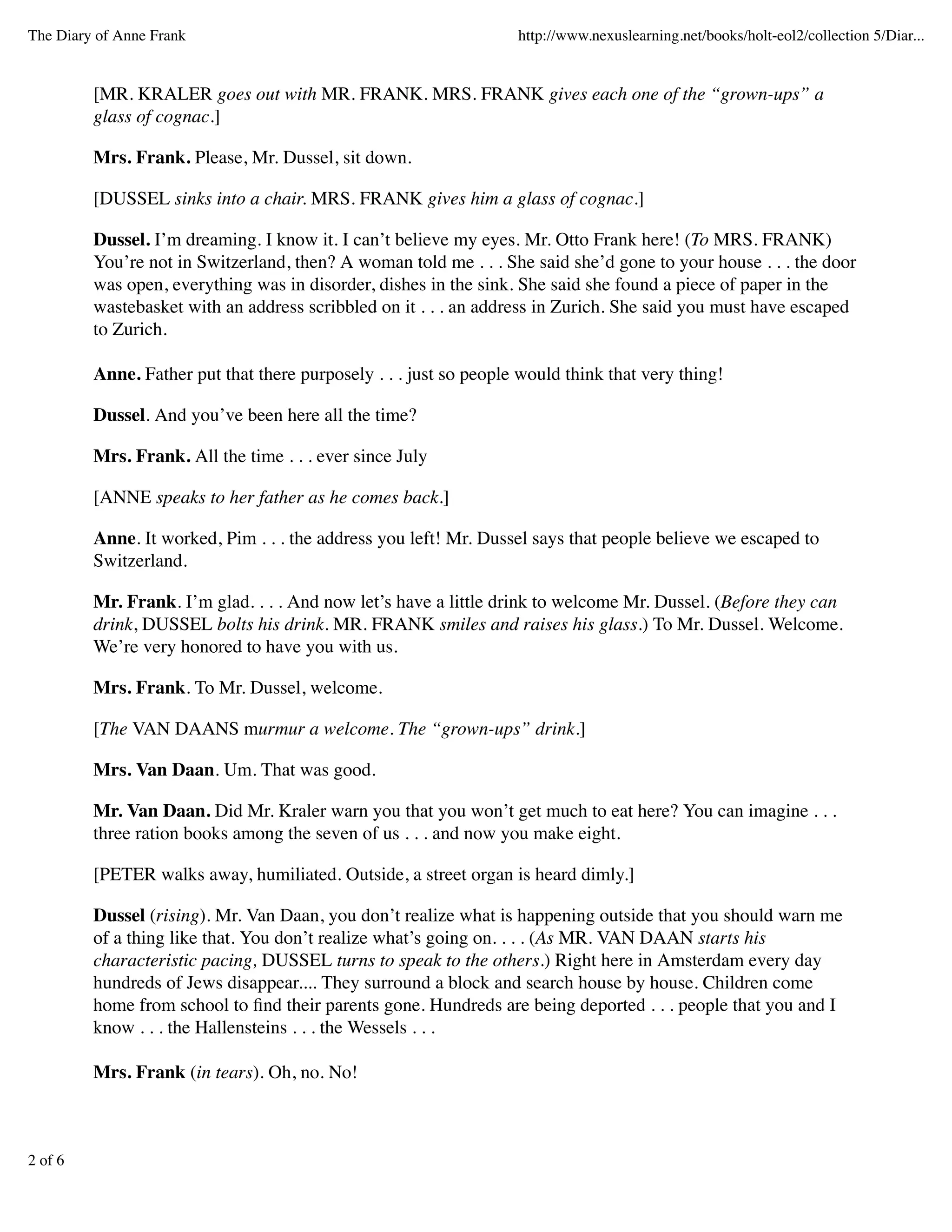 The diary of anne frank act 1 scene 1 3 | PDF