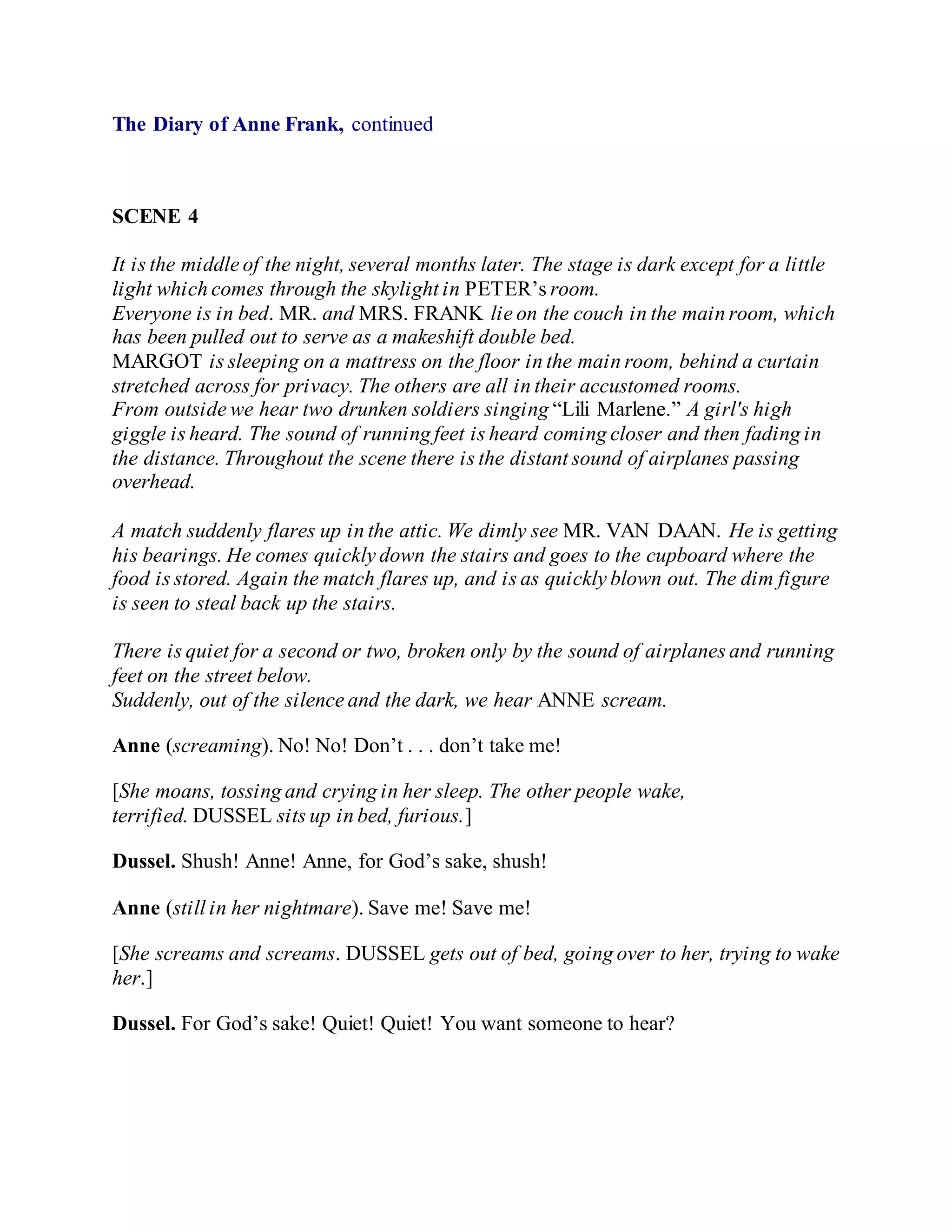 The diary of anne frank act 1 scene 4 | DOCX