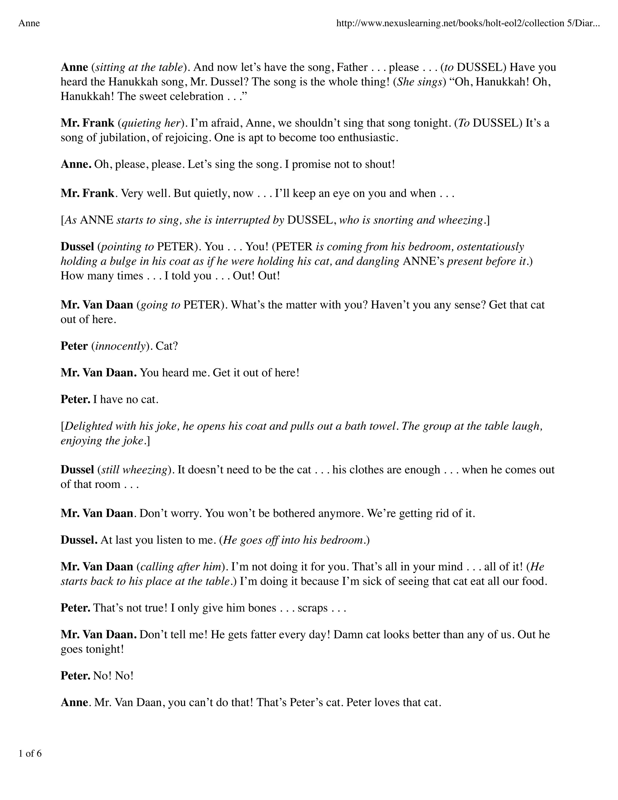 The diary of anne frank act 1 scene 4 5 | PDF
