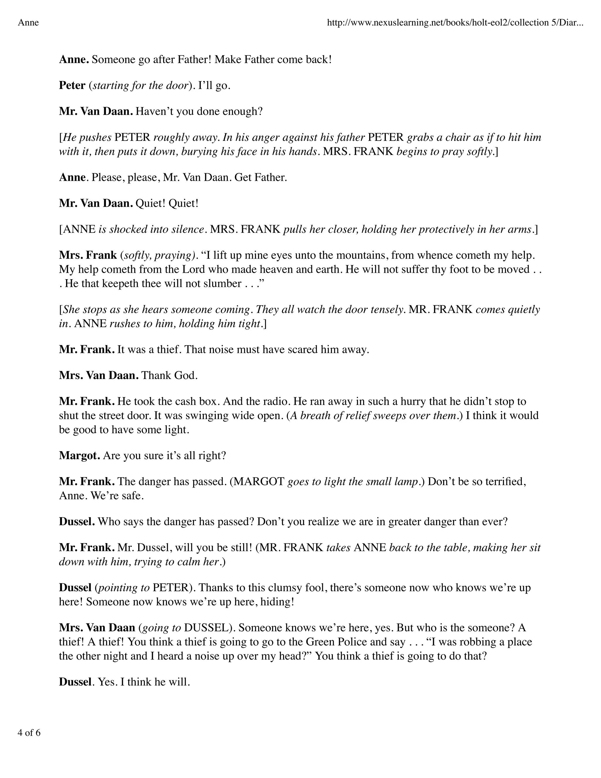 The diary of anne frank act 1 scene 4 5 | PDF