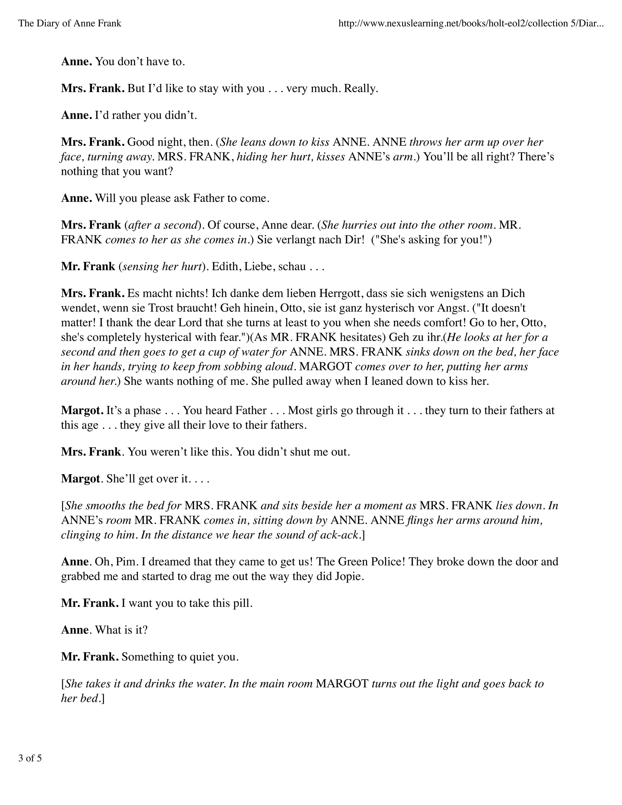 The diary of anne frank act 1 scene 4 5 | PDF