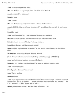 The diary of anne frank act 1 scene 4 5 | PDF