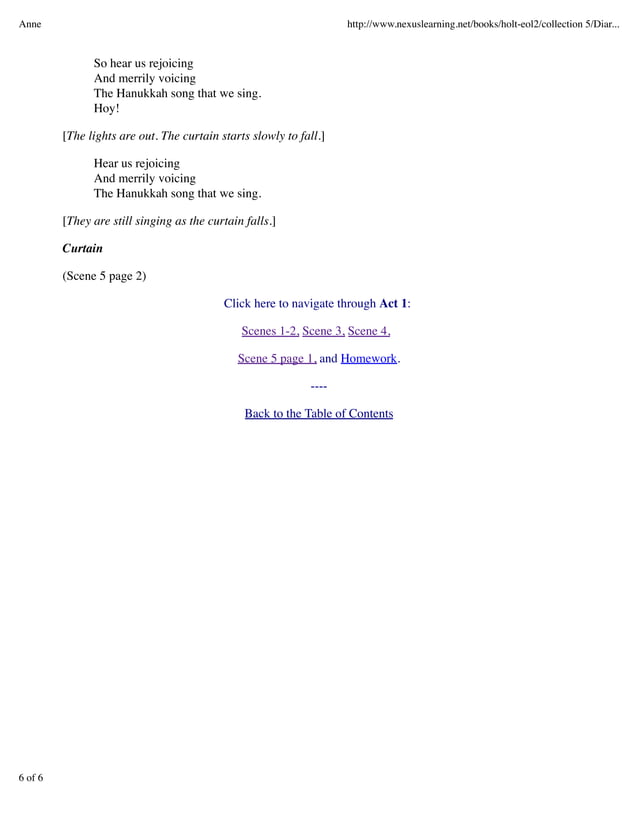 The diary of anne frank act 1 scene 4 5 | PDF