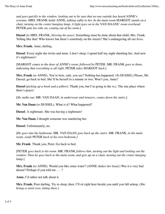 The diary of anne frank act 1 scene 4 5 | PDF