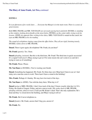 The diary of anne frank act 2 scene 1 5 | PDF