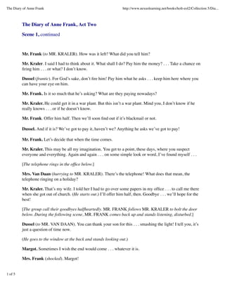 The diary of anne frank act 2 scene 1 5 | PDF