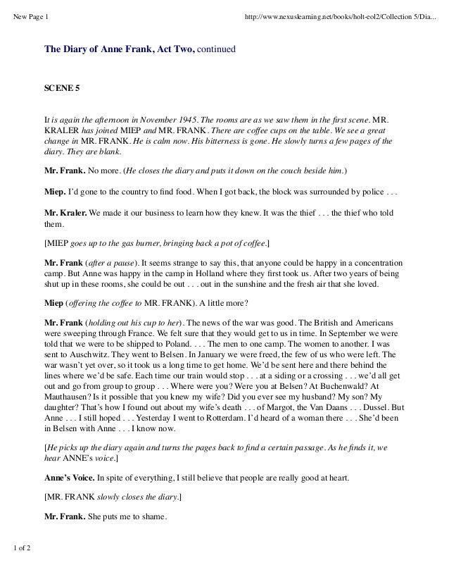 The Diary Of Anne Frank Summary