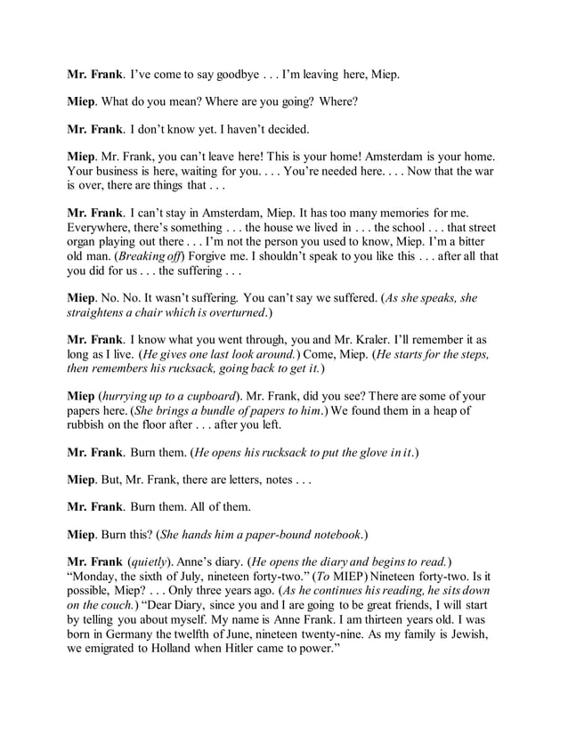 The diary of anne frank act i scenes 1 2 | DOCX | Women\'s Outerwear ...