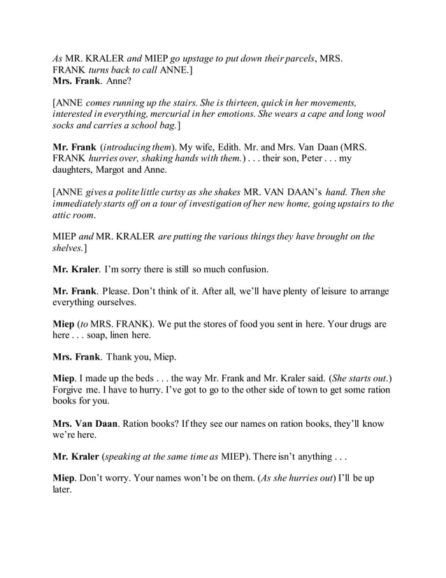 The diary of anne frank act i scenes 1 2 | DOCX | Women\'s Outerwear ...