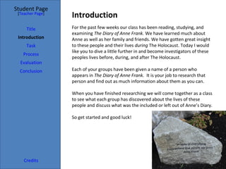 The Diary Of Anne Frank Webquest | PPT