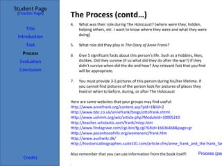 The Diary Of Anne Frank Webquest | PPT