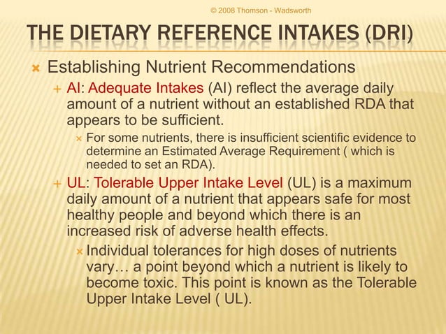The Dietary Reference Intakes (Dri) | PPTX | Nutrition | Healthy Living
