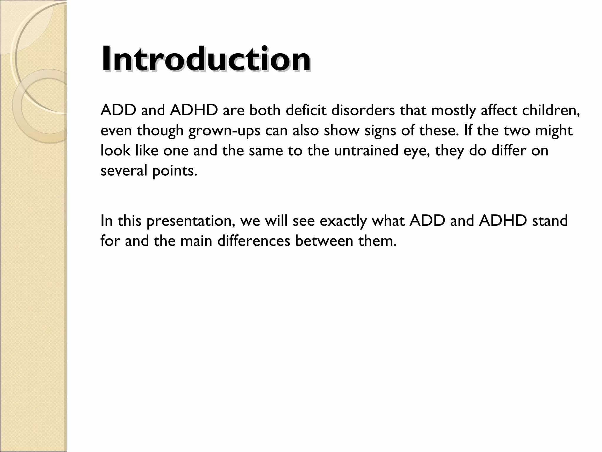 The Difference Between ADD & ADHD | PPT