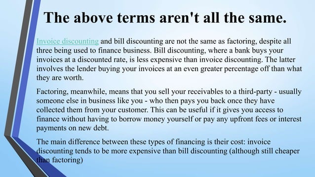 The Difference Between Factoring, Invoice Discounting, and Bill ...