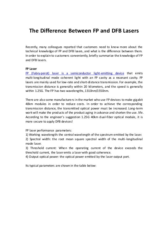 The Difference Between FP and DFB Lasers.doc