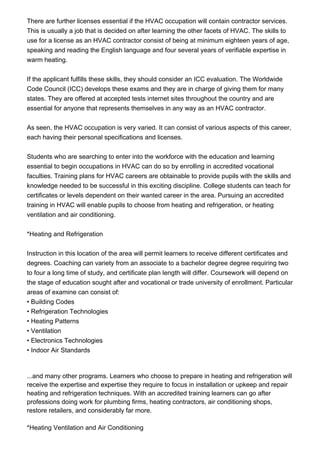 HVAC Training - Offering a Variety of Career Options | PDF