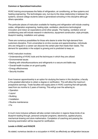 HVAC Training - Offering a Variety of Career Options | PDF