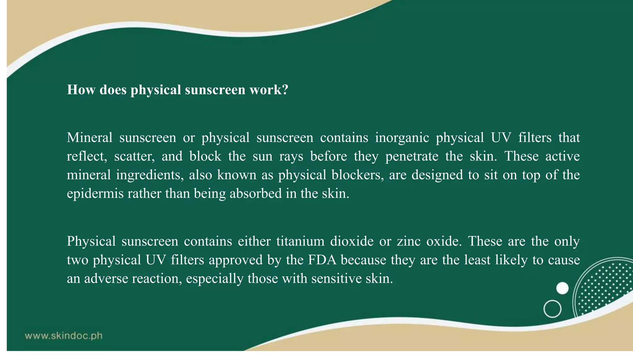 The difference between physical and chemical sunscreen | PPTX