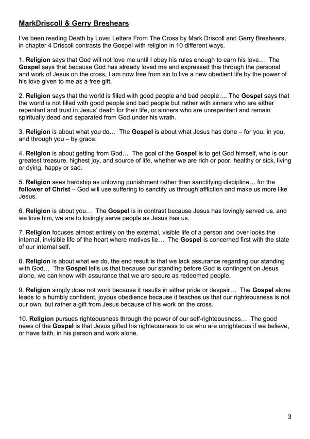 The Difference between Religion and the Gospel | DOC