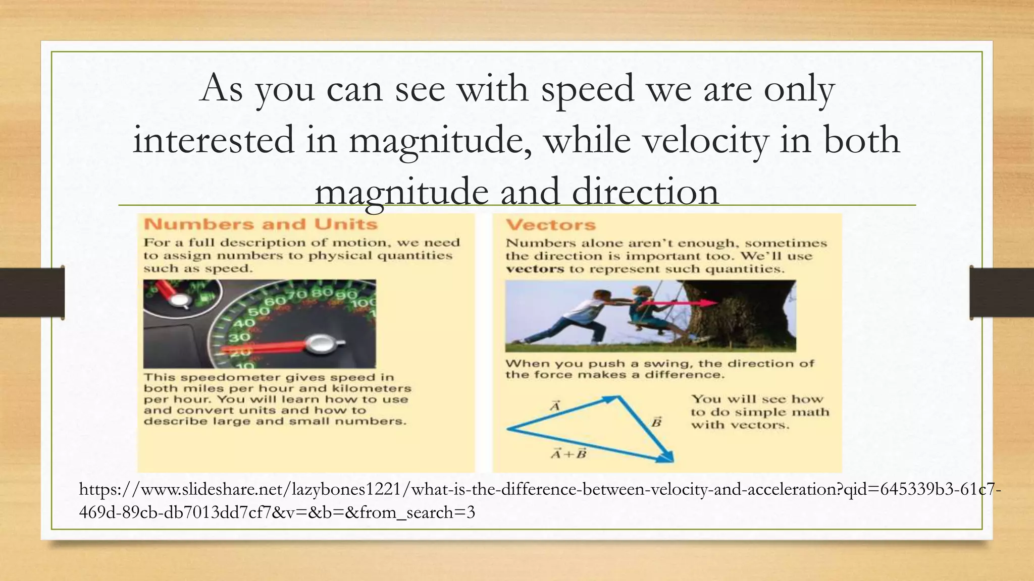 The difference between speed and velocity | PPTX | Physics | Science