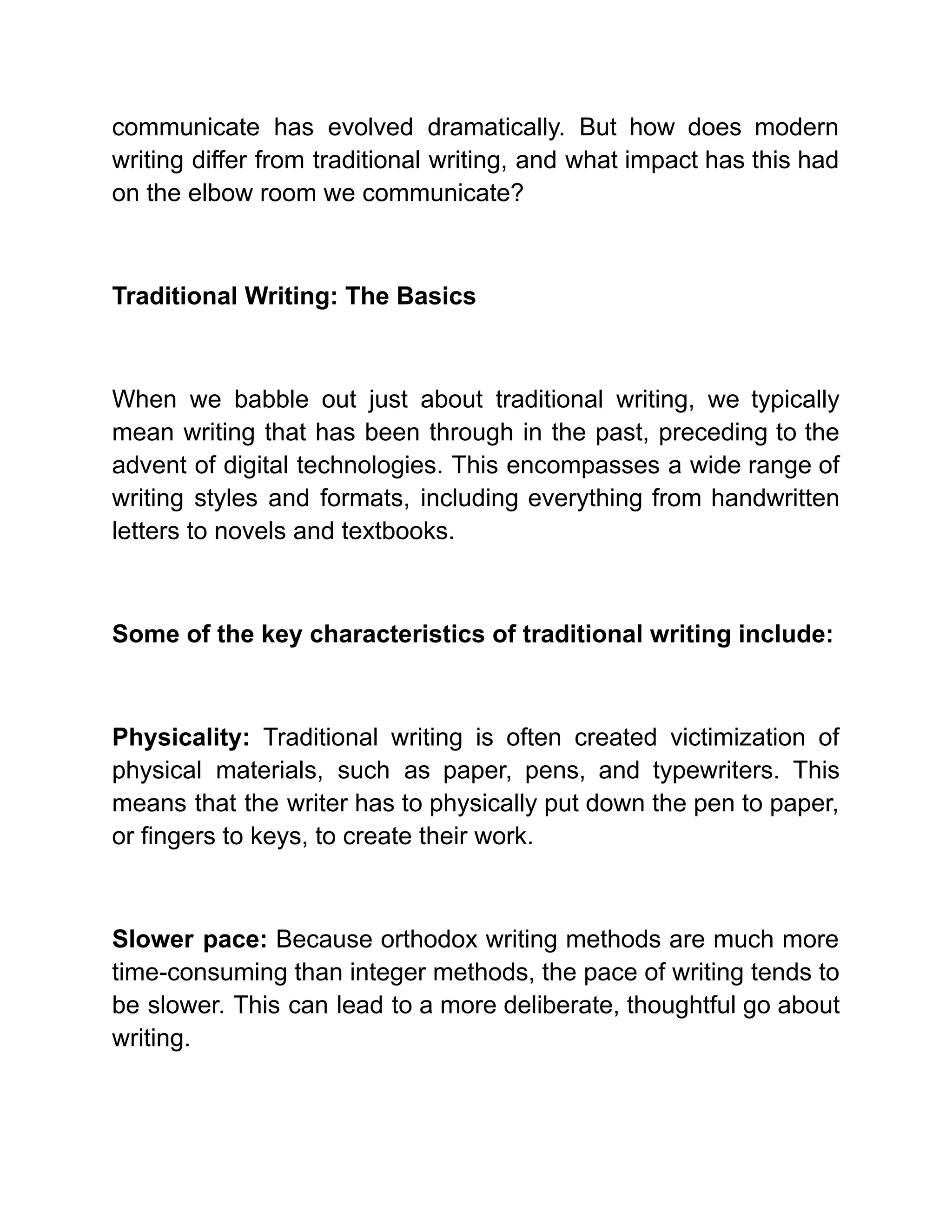 The Difference Between Traditional Vs Modern Writing Pdf