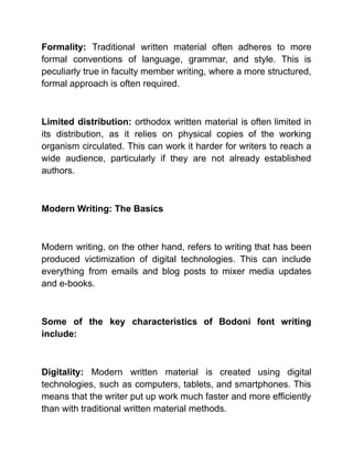 The difference between traditional vs modern writing | PDF