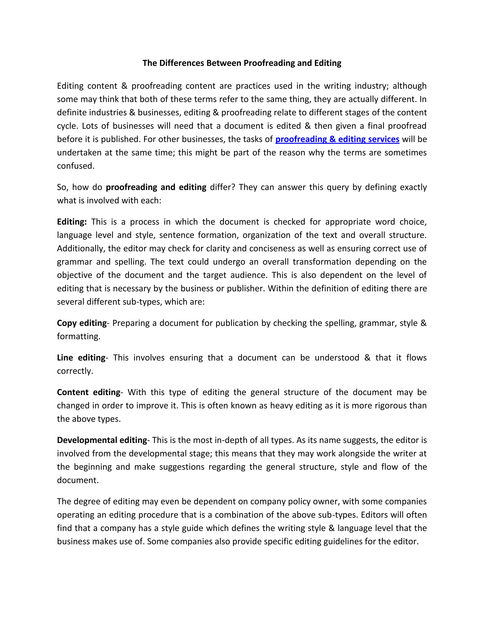 The Differences Between Proofreading and Editing | DOCX