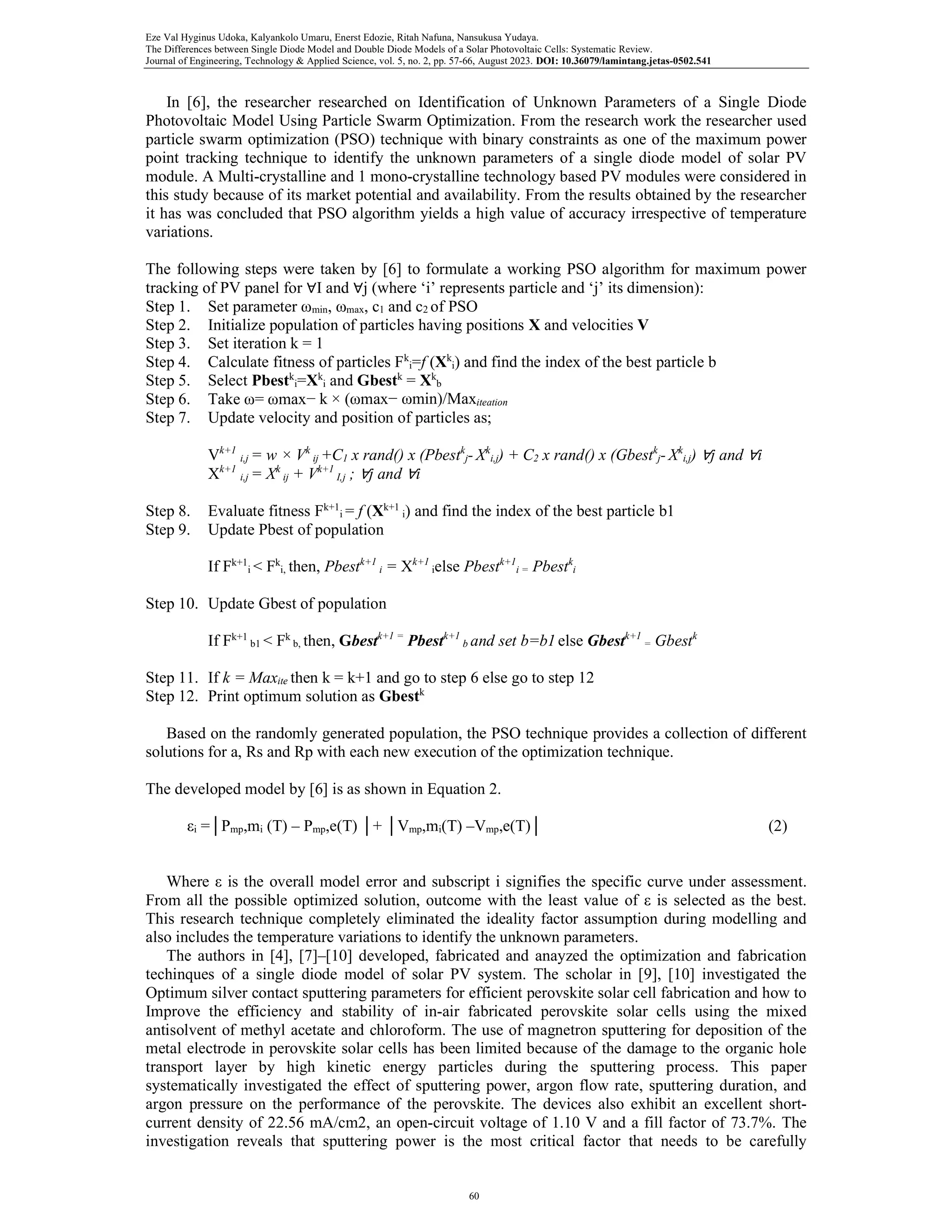 The Differences Between Single Diode Model And Double Diode Models Of A