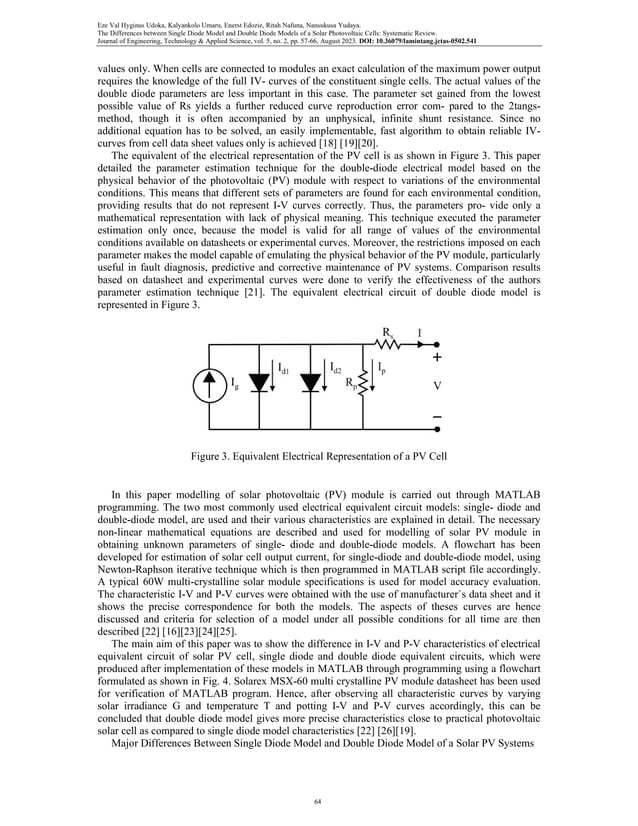 The Differences Between Single Diode Model And Double Diode Models Of A