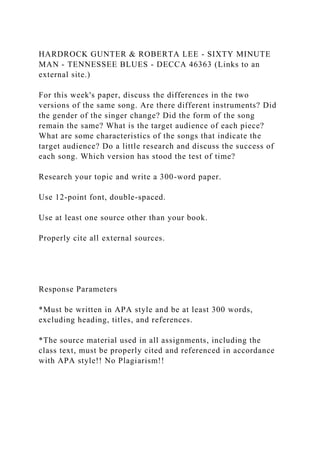 The Differences Between Song VersionsFor this weeks paper.docx