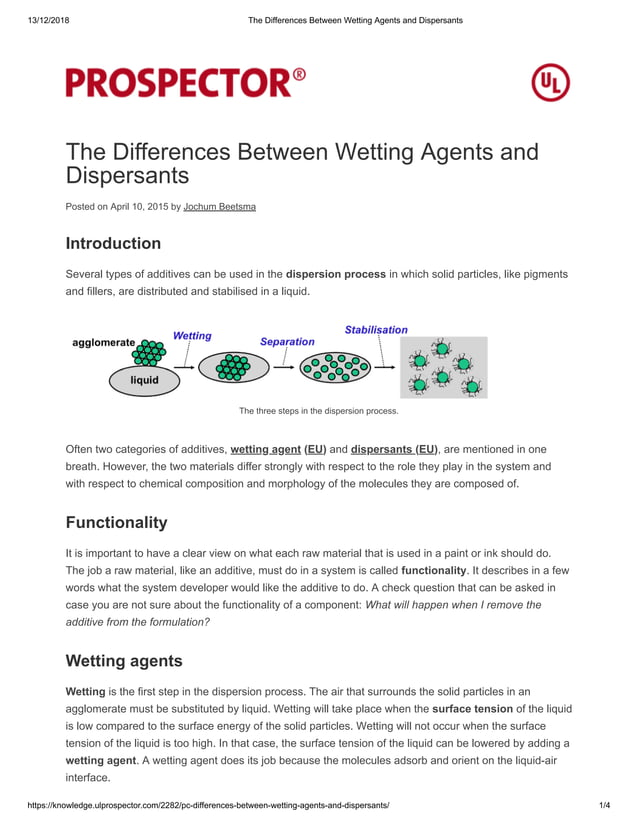 The differences between wetting agents and dispersants | PDF ...